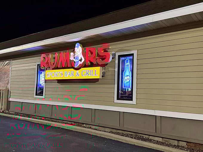 The neon glow of Rumors beckons like a lighthouse for hungry travelers. Wisconsin nights were made for places that combine cold beer and hot comfort food.