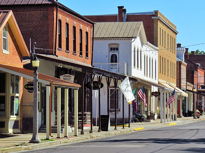 Historic downtown Hermann showcases beautifully preserved brick buildings that whisper stories of German heritage while practically begging you to explore their treasures within.