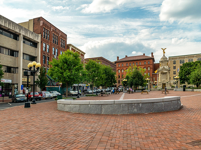 Downtown New Britain's historic brick buildings stand like sentinels of the city's industrial past, now guardians of its affordable future.