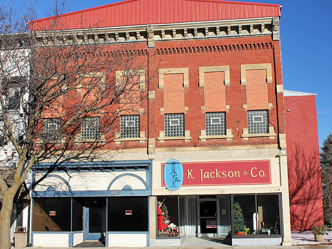 Historic charm meets small-town economics in downtown Emmetsburg, where the K. Jackson & Co. building stands as a testament to enduring architectural beauty.