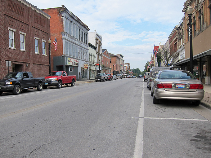 Another view of Wapakoneta's main street, where parking is plentiful and the pace is refreshingly unhurried. Norman Rockwell would feel right at home here.