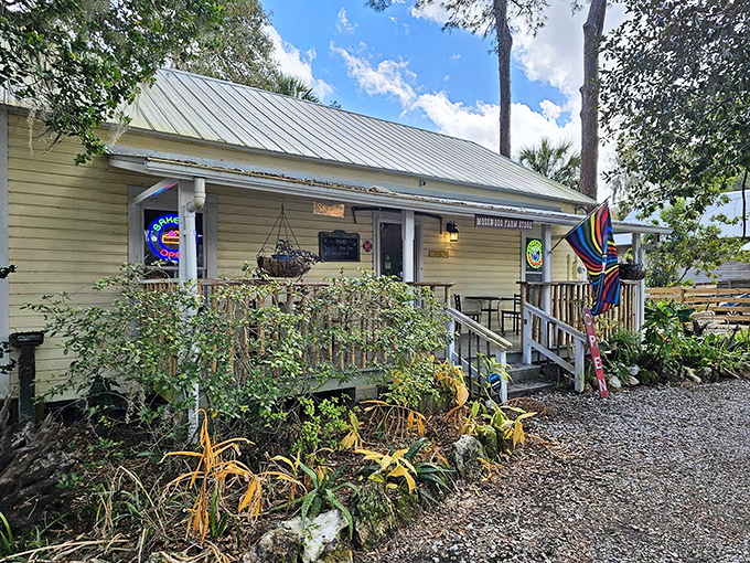 The yellow clapboard exterior of Mosswood Bakehouse beckons like a mirage in Micanopy, promising sweet salvation from Florida's beaten path.