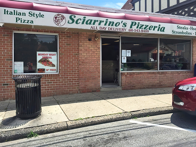 Welcome to pizza paradise, where the building's as unpretentious as the prices are reasonable.