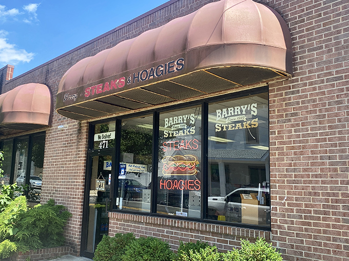 The unassuming brick fa&ccedil;ade of Barry's hides Philadelphia's best-kept cheesesteak secret. That burgundy awning might as well be a superhero cape.