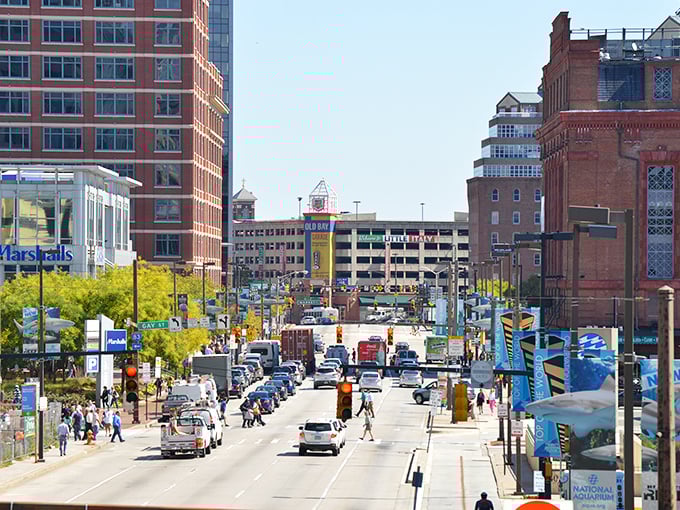 Downtown Baltimore bustles with life, where historic brick buildings stand shoulder-to-shoulder with modern glass towers like architectural cocktail party guests catching up on old times.