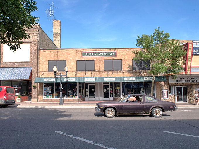 Book World anchors the historic downtown strip, proving that in Bemidji, literature and local character still trump digital distractions.