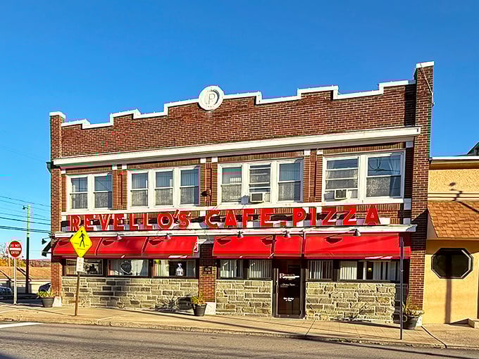 That red awning beckons like a beacon of carb-loaded happiness on Old Forge's Main Street.