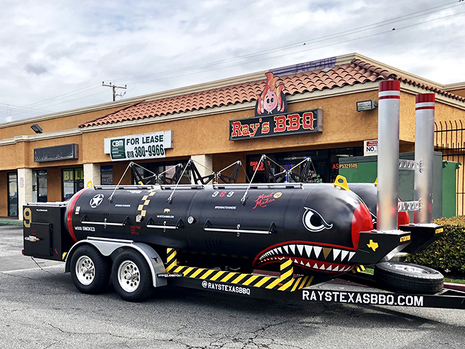 The shark-painted smoker outside Ray's Texas BBQ isn't just eye-catching&mdash;it's a warning that serious barbecue lurks within these unassuming strip mall walls.