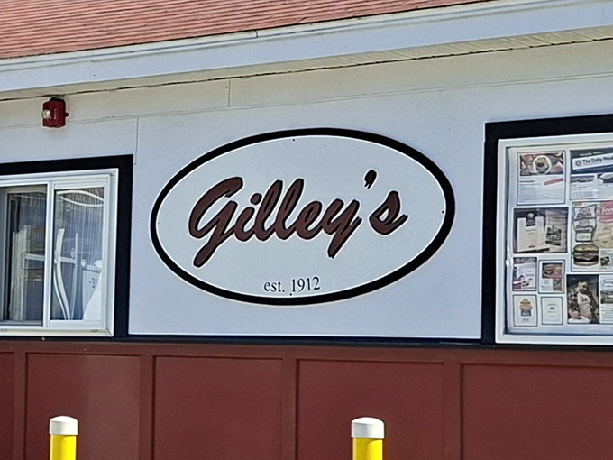The iconic Gilley's sign proudly announces its 1912 heritage, standing as Portsmouth's answer to the question "Where have all the great diners gone?"