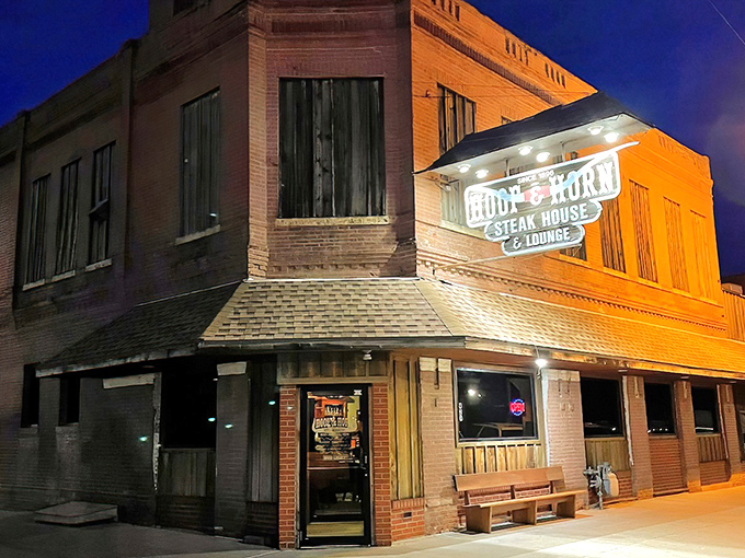 This brick beauty on the corner promises meat-filled miracles, and that sign isn't telling tall tales.
