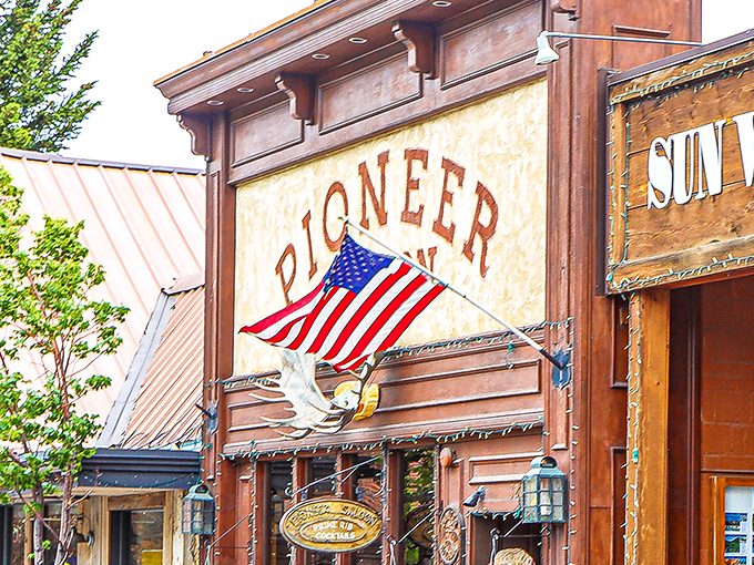 Old Glory waves a delicious welcome at the Pioneer Saloon, where Idaho tradition and American appetite have been meeting for decades.