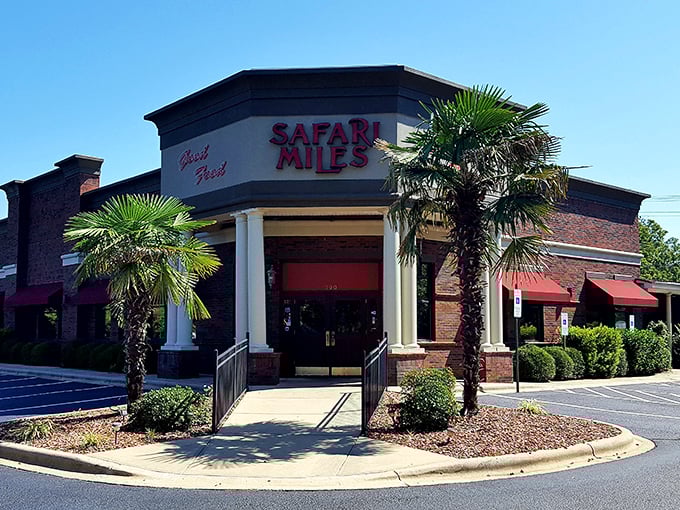 Palm trees in North Carolina? Safari Miles makes a bold entrance statement that says "adventure awaits" before you even taste the food.