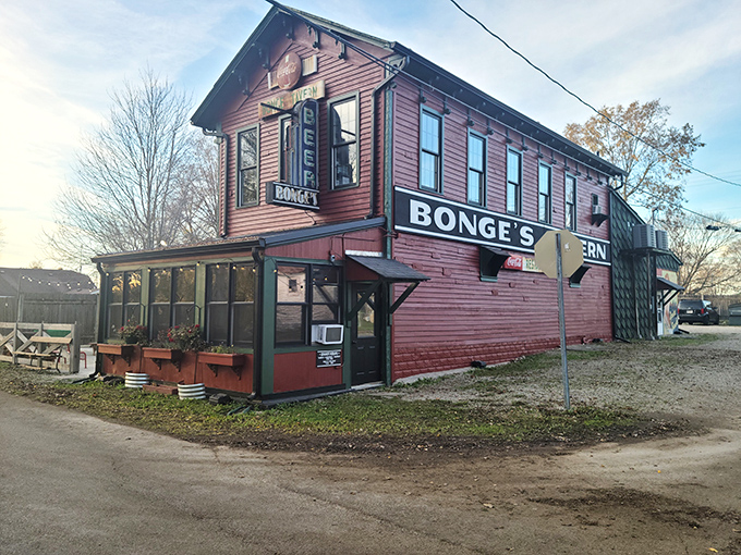 This unassuming red tavern in Perkinsville might look like any rural Indiana building, but locals know it houses culinary treasures worth the pilgrimage. 