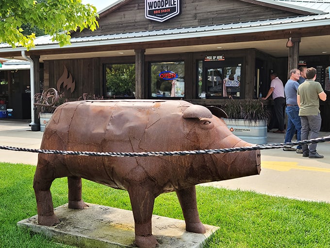 That life-sized pig statue isn't just decoration&mdash;it's a harbinger of the pork paradise awaiting you inside this unassuming BBQ temple.