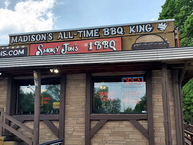 The sign says it all: "Madison's All-Time BBQ King." Like a barbecue beacon on the east side, this unassuming building houses smoky treasures within.