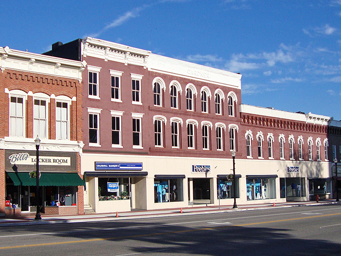 Historic brick buildings stand shoulder to shoulder in Bryan, where architectural character doesn't come with big-city price tags.