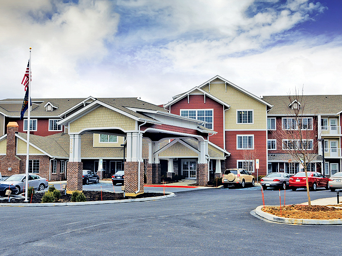 Finally, a retirement community entrance that doesn't look like it's apologizing for existing.