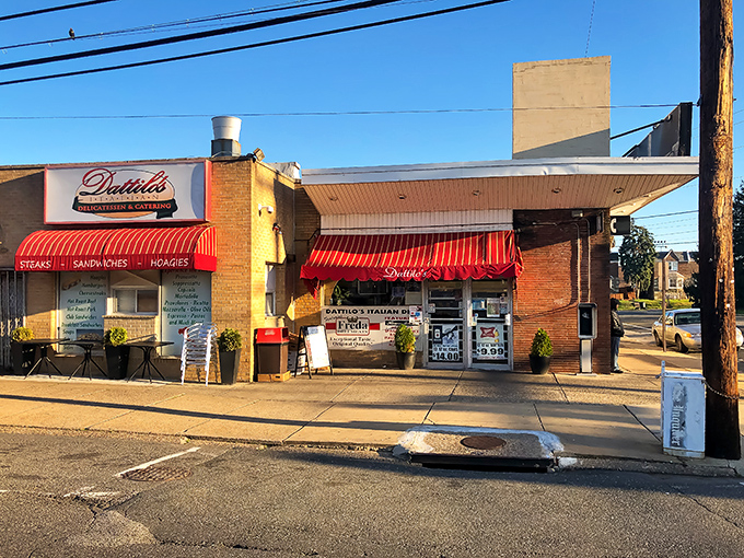 The classic brick fa&ccedil;ade and bright red awnings of Dattilo's welcome hungry Philadelphians like an old friend who always has food waiting.