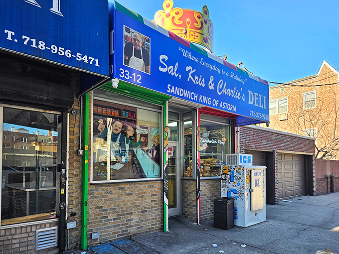 The royal blue awning proclaims "Where Everyday is a Holiday" &ndash; and with sandwiches this legendary, who could argue?