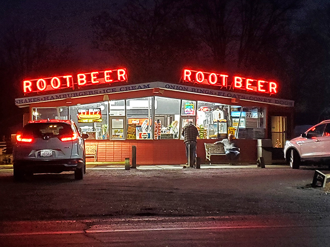 Those glowing red neon letters aren't just signage—they're a beacon of hope for anyone who's ever wondered if simple pleasures still exist in our complicated world.