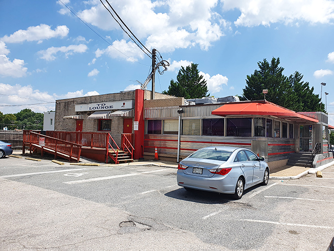 Bathed in Maryland sunshine, Tastee Diner's classic stainless steel exterior gleams like a beacon for breakfast lovers and late-night philosophers alike.