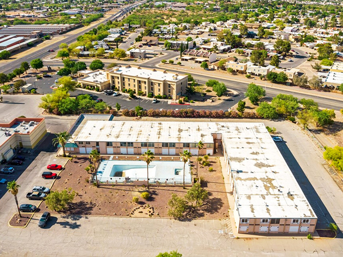 Aerial view of Sierra Vista showcasing its thoughtful layout and affordable housing options&mdash;proof that desert living doesn't have to come with a resort price tag.