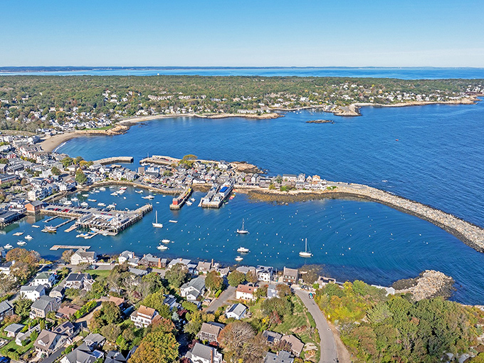 This aerial view of Rockport reveals why artists have been setting up easels here for over a century.