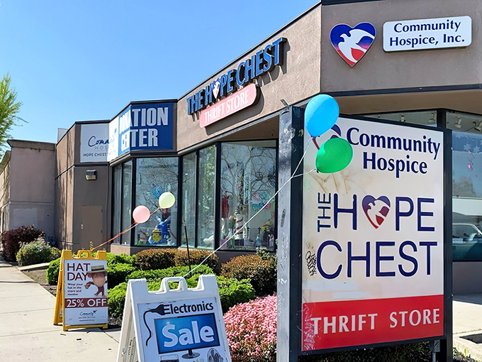 The storefront beckons with colorful balloons and promise&mdash;where every purchase funds compassionate care while scoring you treasures at bargain prices.