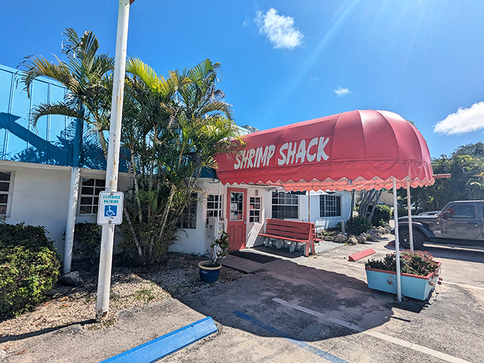 That iconic coral-pink awning isn't just eye-catching&mdash;it's a beacon for seafood lovers who know the best shrimp in Florida hides in plain sight.