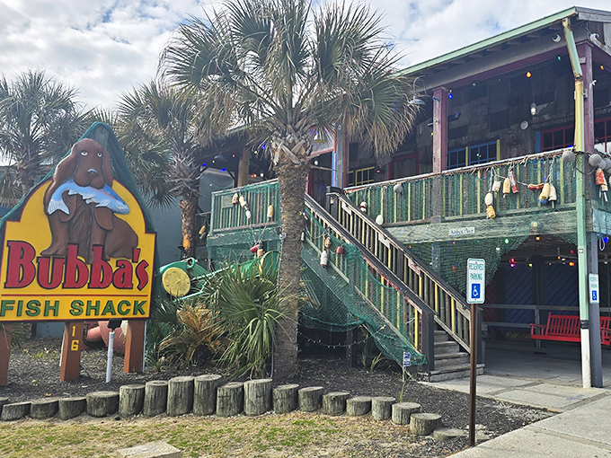 That shark isn't just decoration—it's a warning to other fish about what happens if they're too delicious. The weathered exterior only adds to Bubba's authentic charm.