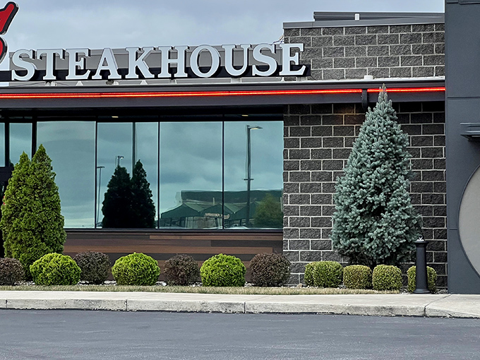 The exterior says it all — Lock Sixteen Steakhouse’s brick façade and large glass windows create a welcoming vibe, hinting at the comfort and satisfaction inside.