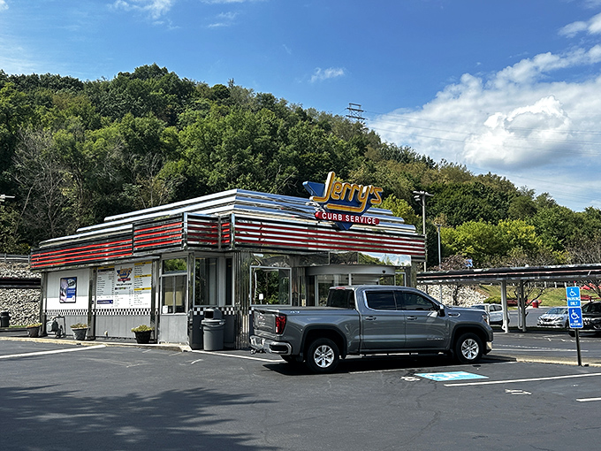 The gleaming red and silver exterior of Jerry's stands like a time machine in Beaver, Pennsylvania&mdash;beckoning hungry travelers with promises of nostalgic delights.