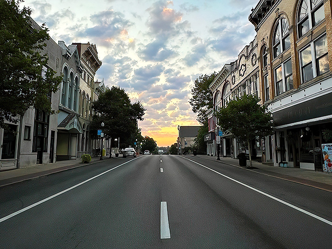 As the sun sets, Shelbyville&rsquo;s historic Main Street is bathed in golden light, with Victorian-era buildings hosting modern treasures&mdash;a perfect harmony of history and everyday life.
