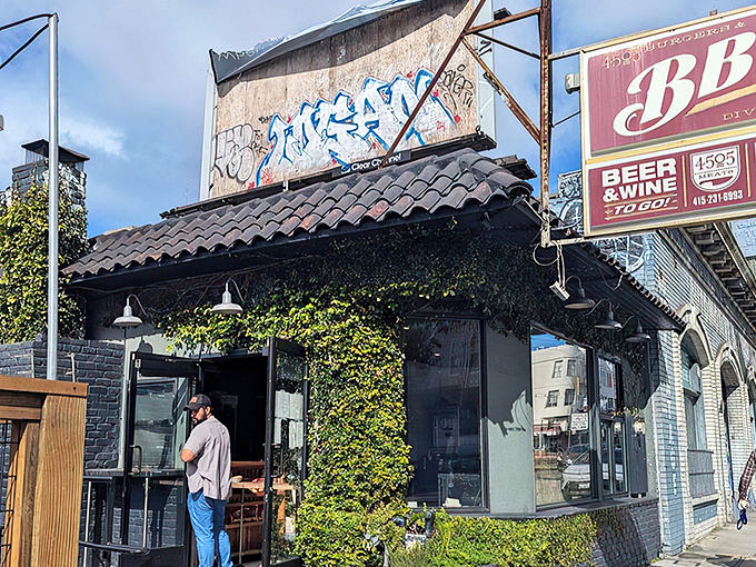 The ivy-covered exterior of 4505 Burgers & BBQ beckons like a meat-lover's oasis in the urban landscape of San Francisco's Divisadero neighborhood.