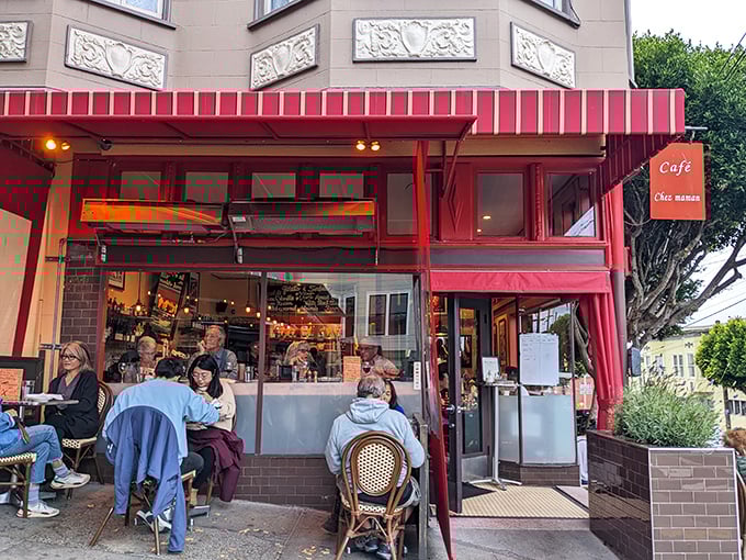 The corner bistro that launched a thousand food dreams. Chez Maman East's distinctive red awning beckons like a Parisian lighthouse in San Francisco's Potrero Hill neighborhood.