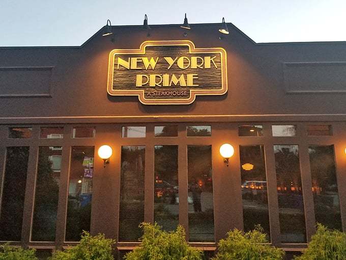 The golden glow of that New York Prime sign is like a lighthouse for hungry carnivores lost in a sea of beach t-shirt shops.