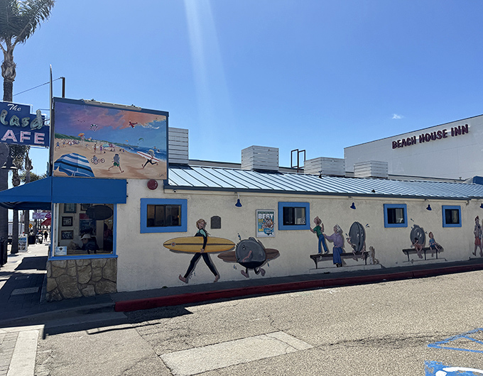 The beachside beacon of Splash Cafe beckons with its whimsical murals and promise of seafood treasures within. California coastal dining at its unpretentious best.