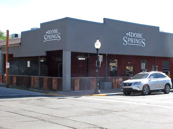 The unassuming exterior of Adobe Springs promises no frills, just honest-to-goodness New Mexican cuisine that locals line up for daily.
