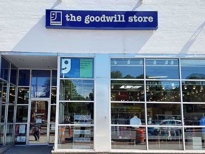 The clean white facade of Goodwill on Commonwealth Avenue stands like a beacon for bargain hunters&mdash;retail therapy without the "retail" prices.