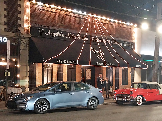 The unassuming brick facade of Angelo's Nido Italia beckons like an old friend, promising Italian comfort beneath its classic awning.