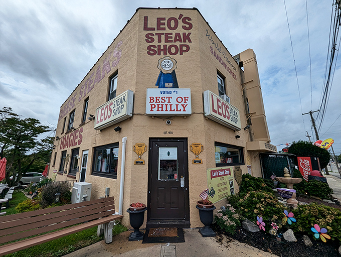 The corner building that launched a thousand cravings. Leo's bold signage proudly announces its mission: creating legendary cheesesteaks that keep Folcroft coming back.