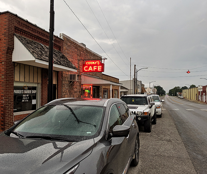 That glorious stone facade and red sign beckon hungry travelers like a lighthouse guides ships to shore.