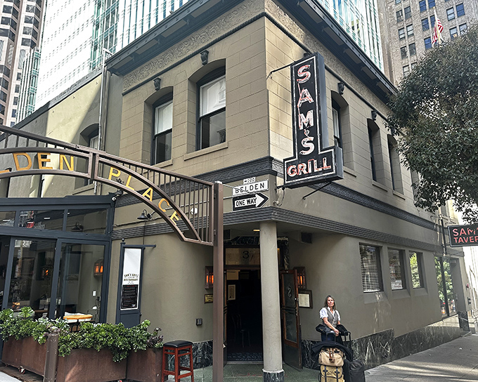 Sam's Grill stands defiant against time in San Francisco's Financial District, its vintage neon sign a beacon for seafood lovers seeking authenticity over trendiness.