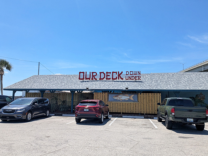 The unassuming exterior of Our Deck Down Under belies the seafood treasures within. Florida's best culinary experiences often hide in plain sight.