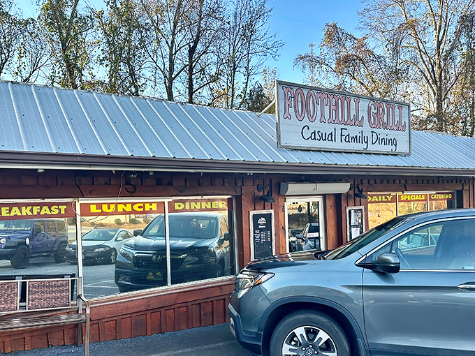 The humble wooden exterior of Foothill Grill promises no frills, just honest food that'll make your taste buds stand up and salute.