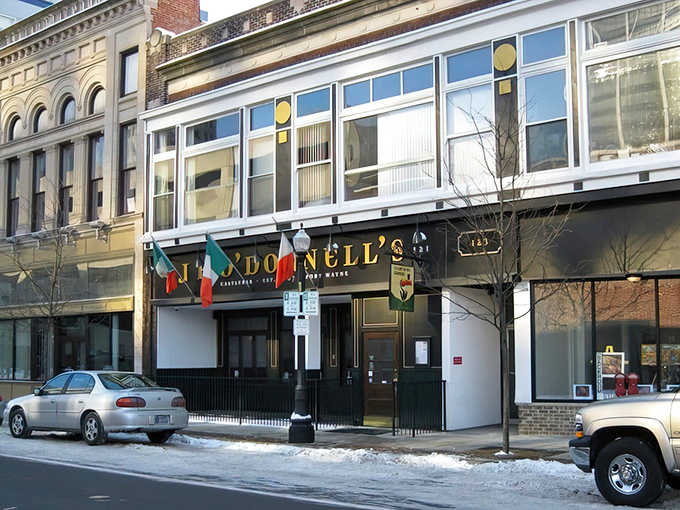 The unassuming storefront of J K O'Donnell's stands proudly on Wayne Street, Irish and American flags announcing its heritage like colorful heralds of good times ahead.