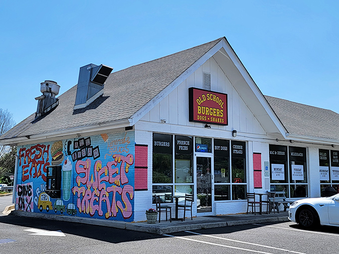 The white cottage with red trim isn't just charming architecture&mdash;it's a beacon of burger brilliance standing proud against Pennsylvania's blue sky.