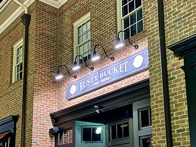 The brick facade of Rusty Bucket welcomes you like an old friend who's secretly a culinary genius.