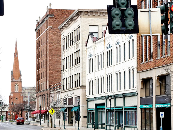 Historic brick buildings line Elmira's downtown, where your wallet can breathe easier than a yoga instructor on vacation.