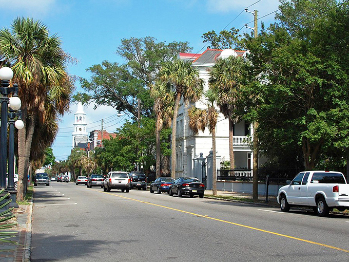 Charleston's tree-lined streets tell stories in dappled sunlight, where church steeples punctuate the skyline and history whispers from every corner.